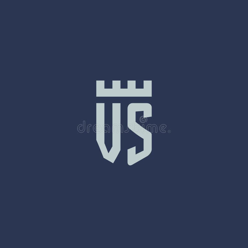 VS Logo Monogram with Fortress Castle and Shield Style Design Stock ...