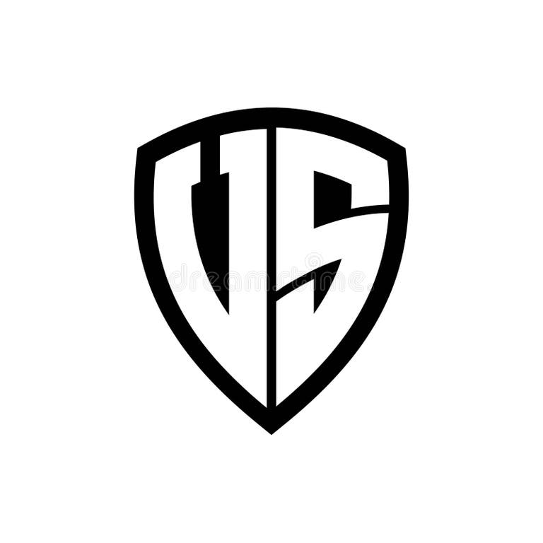 VS Monogram Logo with Bold Letters Shield Shape with Black and White ...