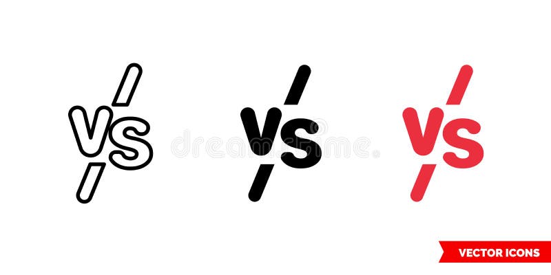 VS Symbol Icon of 3 Types Color, Black and White, Outline. Isolated ...