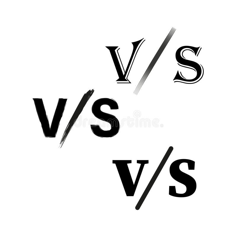 VS Text Elements. Comparison Typography Symbol. Black and White ...