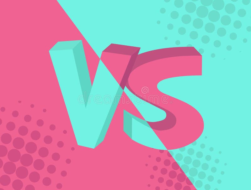 VS Versus Inscription on Turquoise and Pink Background, Comic Design ...