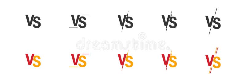 VS Versus Letters Icons. Set Isolated Battle Icon Stock Vector ...