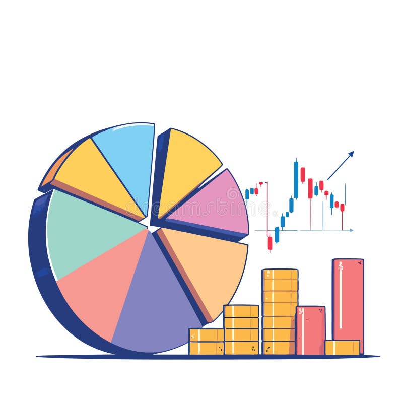 Vsai Colorful Pie Chart Representing Market Share with Growing Bar ...