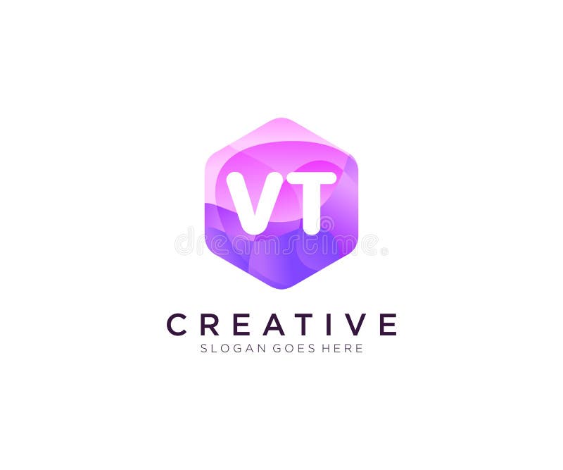 VT Initial Logo with Colorful Hexagon Modern Business Alphabet Logo ...