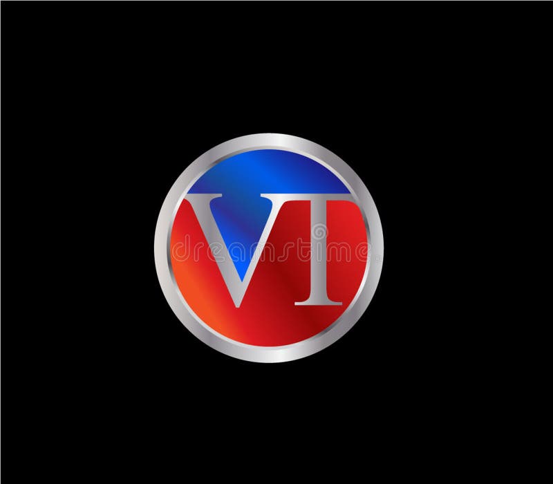 VT Initial Circle Shape Silver Red Blue Color Later Logo Design Stock ...