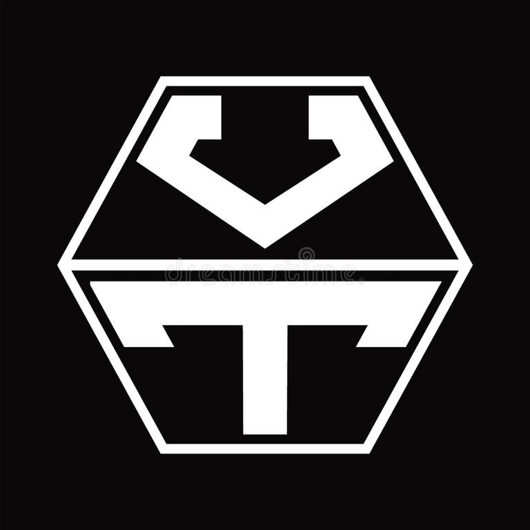 VT Logo Monogram with Hexagon Shape Up and Down Design Template Stock ...