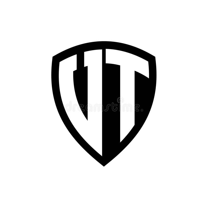 VT Monogram Logo with Bold Letters Shield Shape with Black and White ...