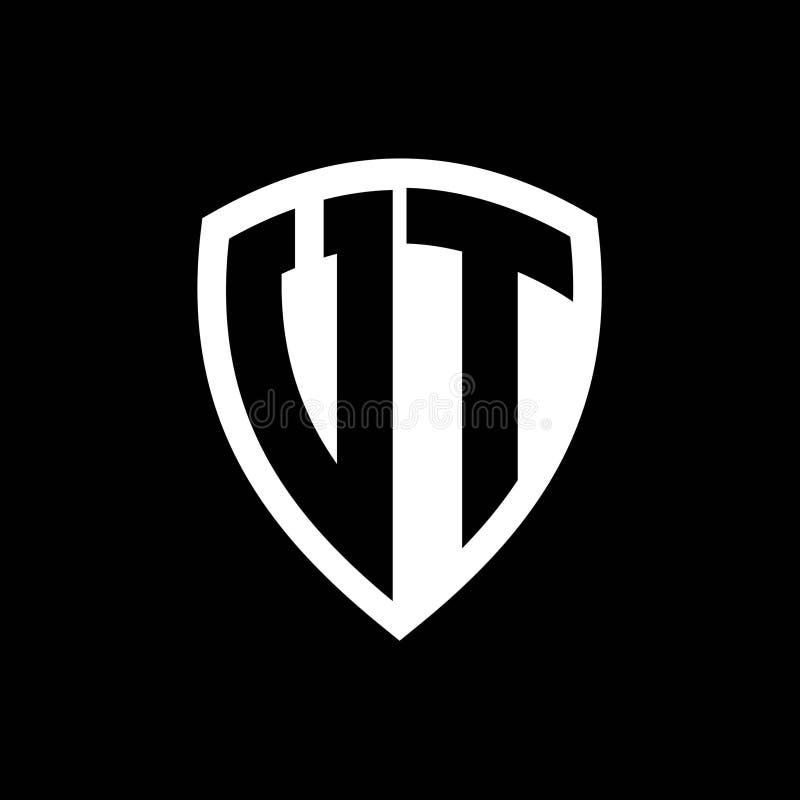 VT Monogram Logo with Bold Letters Shield Shape with Black and White ...
