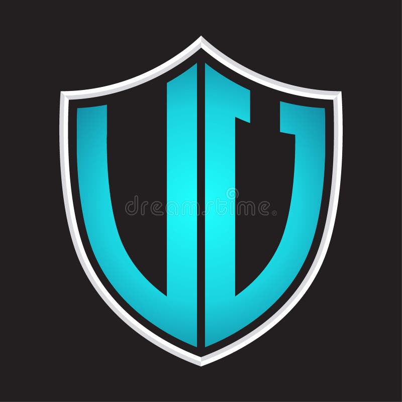 VU Logo Monogram with Shield Shape Isolated Blue Colors on Outline ...