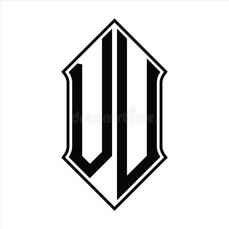 VU Logo Monogram with Shieldshape and Outline Design Template Vector ...
