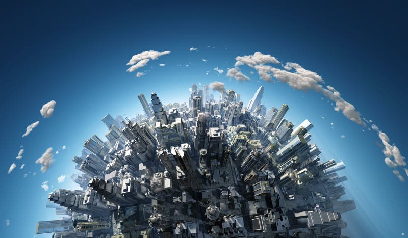 Vue aérienne de mégalopole illustration stock. Illustration du ...