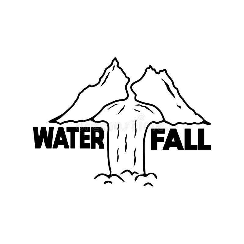 Vue Cascade Logo Design Entre Deux Montagnes Illustration de Vecteur ...