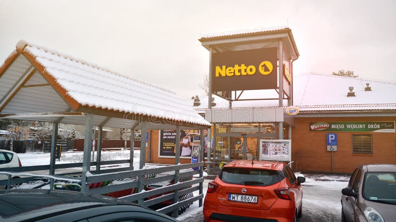 Logo Netto Marque Et Texte Signe Sur La Façade Bâtiment Magasin De ...