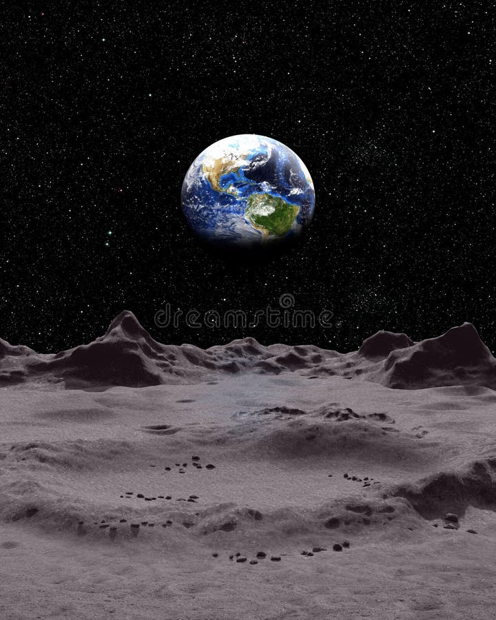 Vue De La Terre De La Surface De Lune Illustration Stock - Illustration ...