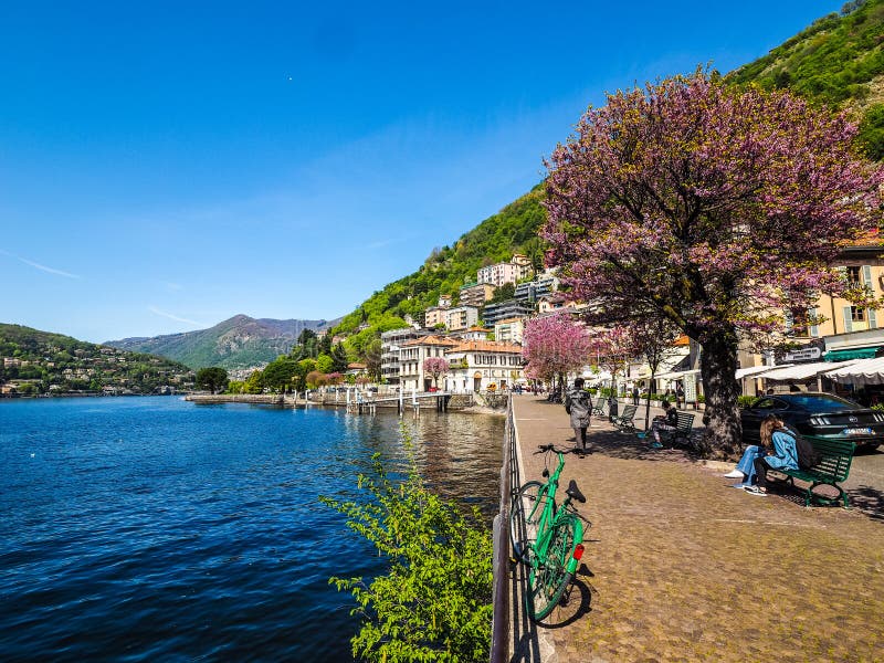 Vue de lac Como (HDR) image stock. Image du lombardie - 91624581