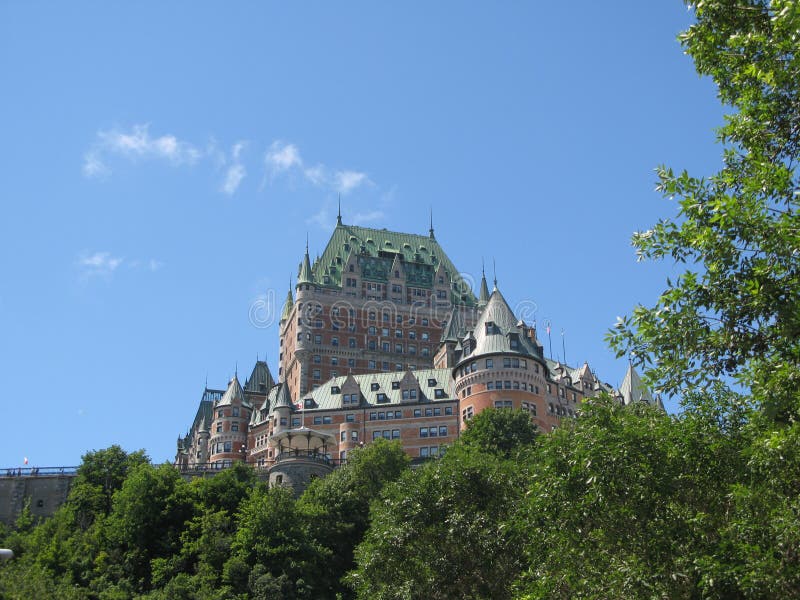 Vue on the Frontenac Castle with Trees in Quebec City Stock Image ...