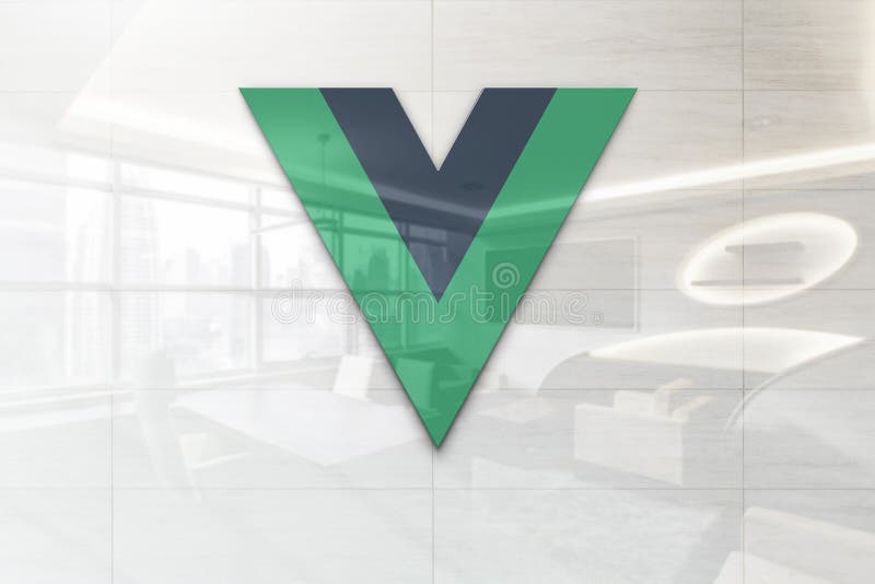 Vue Js on Glossy Office Wall Realistic Texture Editorial Photography ...