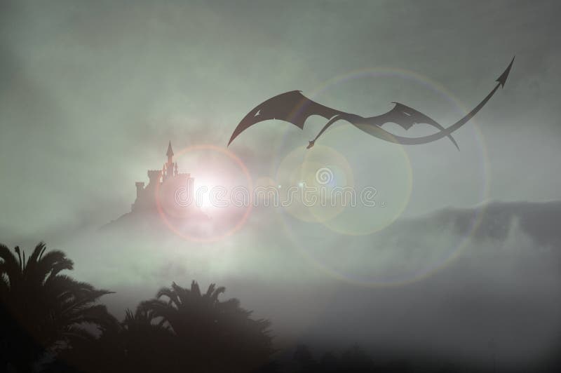 Vuelta Del Dragón Del Castillo Stock de ilustración - Ilustración de ...