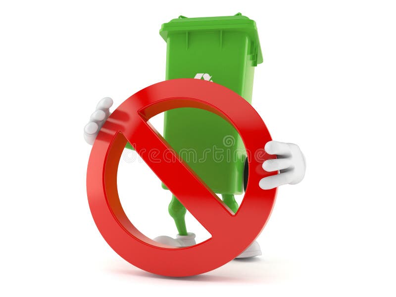Vuilnisbak Met Verboden Symbool Stock Illustratie - Illustration of ...