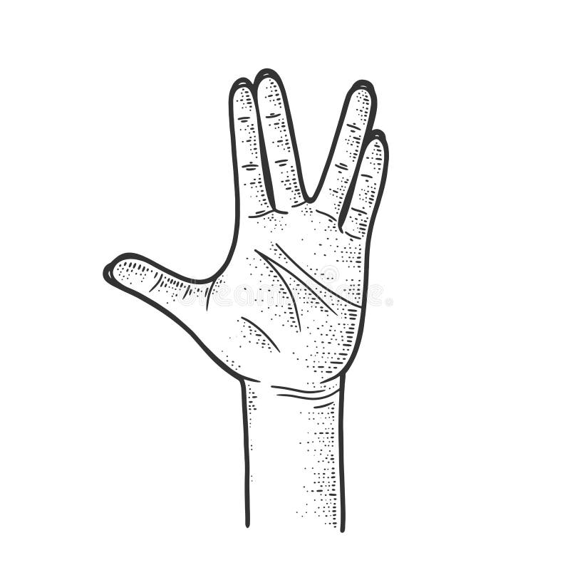 Vulcan Salute Line Art Sketch Vector Illustration Stock Vector ... Vulcan Salute Line Art Sketch Vector Illustration Stock Vector ...