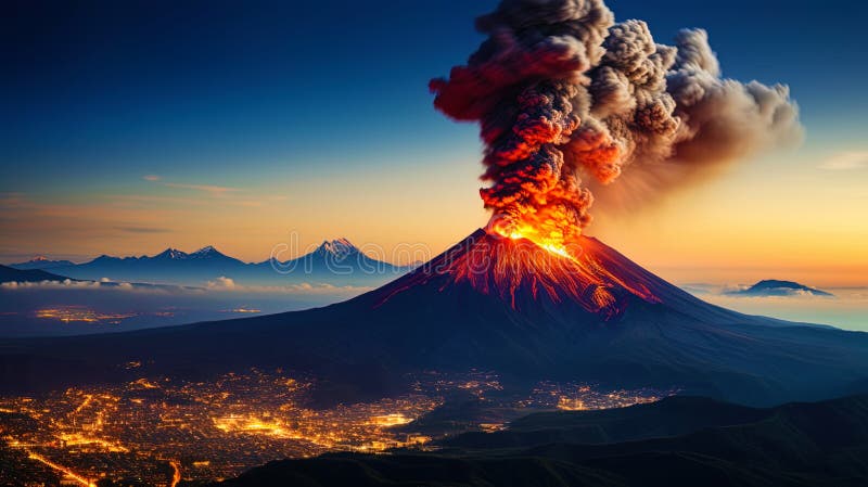 Vulcanic Element: the Eruption of the Volcano Envelops the Area Stock ...