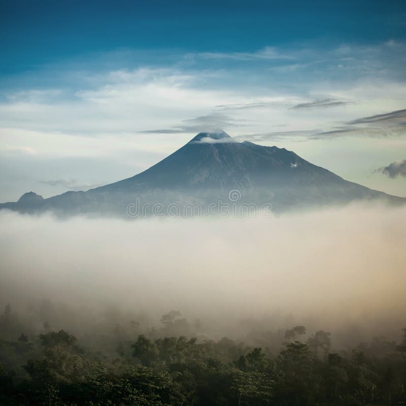 Vulcano Di Merapi Della Montagna, Java, Indonesia Immagine Stock ...