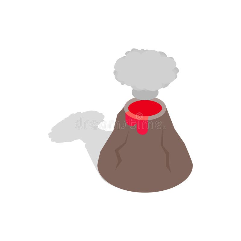 Vulkan, Der Ikone, Isometrische Art 3d Ausbricht Vektor Abbildung ...