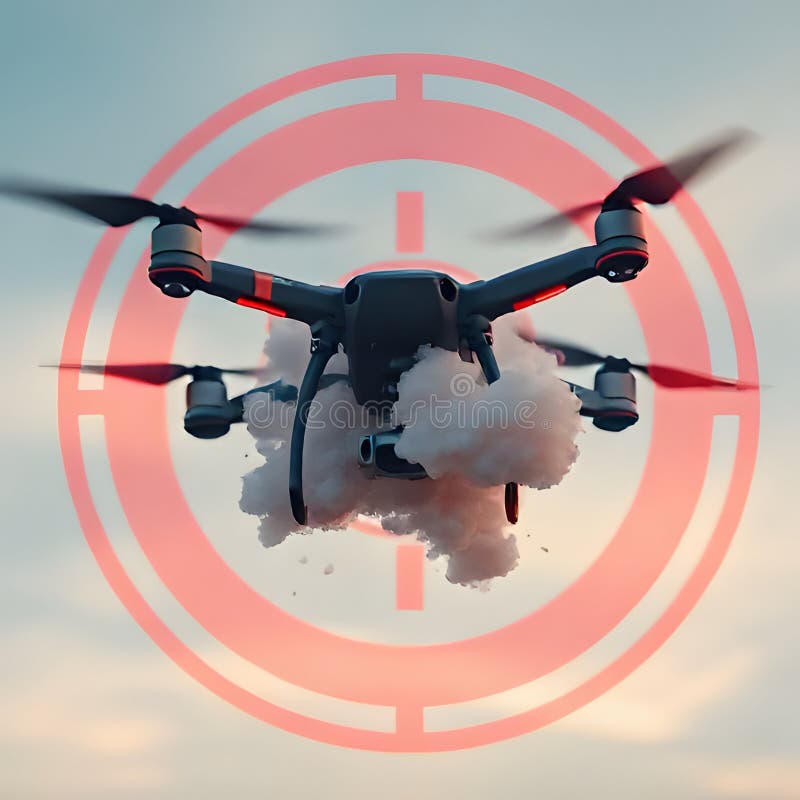 Series of Photographs: Drone in the Center of a Digital Target. Stock ...