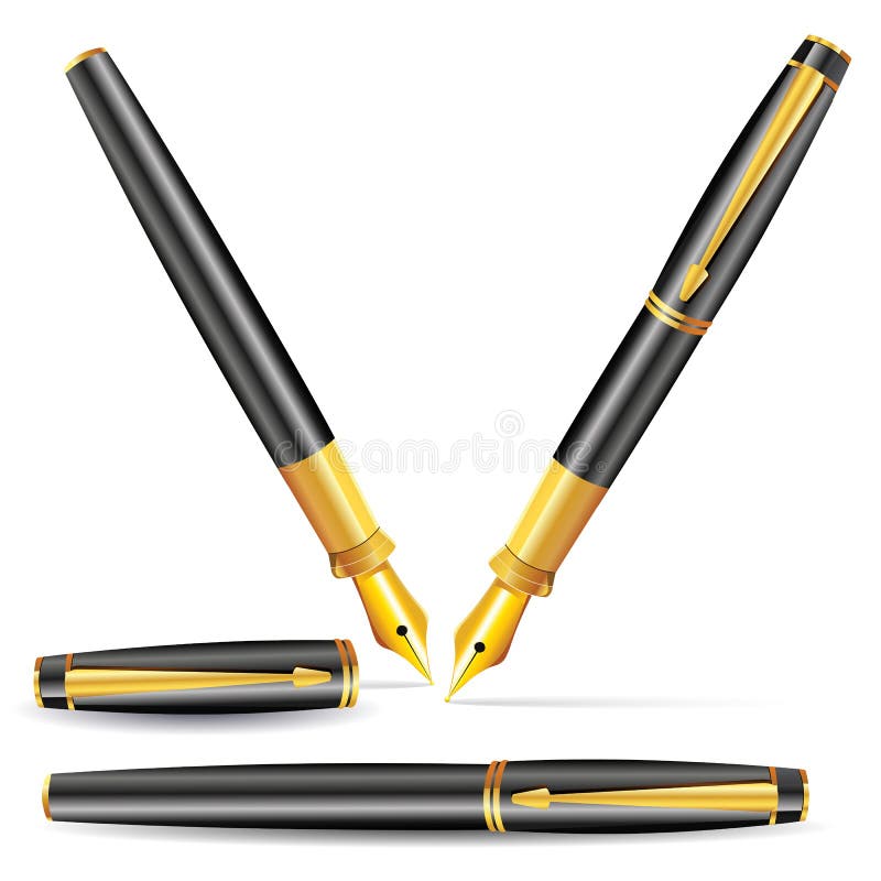 Vulpen Met Gouden Uiteinde En Handtekening Vector Illustratie ...
