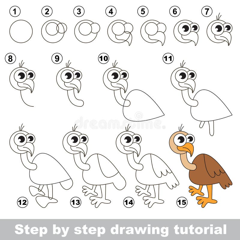 Vulture. Drawing tutorial. stock vector. Illustration of vulture - 69042962