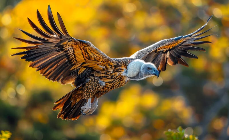 Vulture Flying in the Forest. an African White Back Vulture in Flight ...