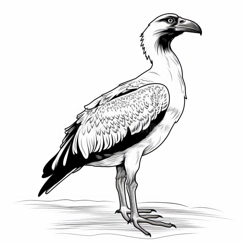 African Vulture Black and White Vector Illustration Stock Illustration ...