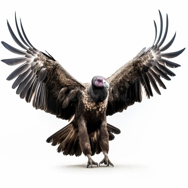 Majestic Brown Vultures in Dramatic Display on White Background Stock ...