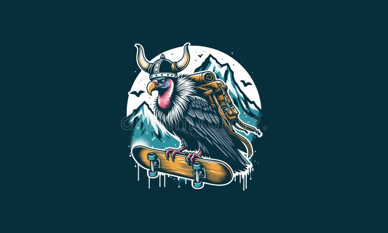 Vulture Wearing Hat Viking and Backpack Vector Artwork Design Stock ...