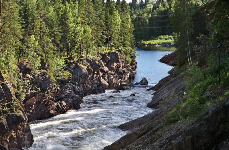 Vuoksi River in Imatra. Finland Stock Image - Image of stones ...