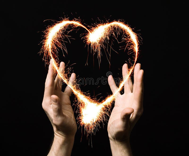 Vurig hart in de handpalm stock foto. Image of harten - 19538910