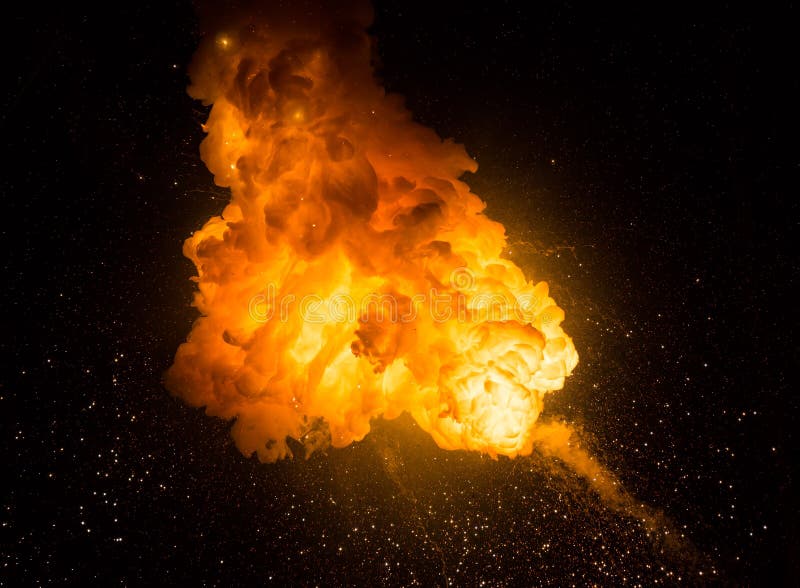 Explosie Binnen Op De Zwarte Achtergrond Stock Foto - Afbeelding ...
