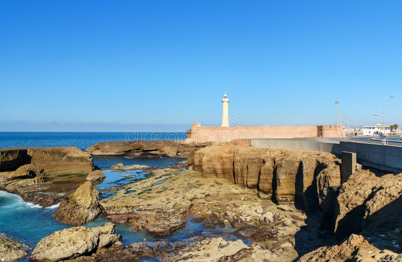 Vuurtoren Van Rabat, Marokko Stock Afbeelding - Image of vestingwerk ...