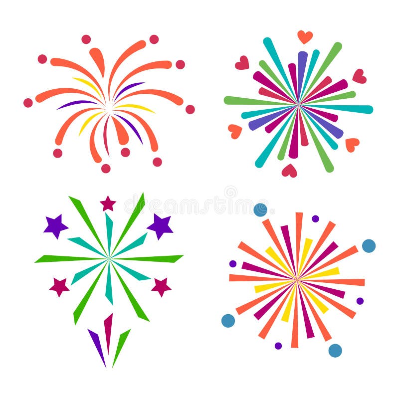 Reeks Vuurwerkillustraties vector illustratie. Illustration of groen ...