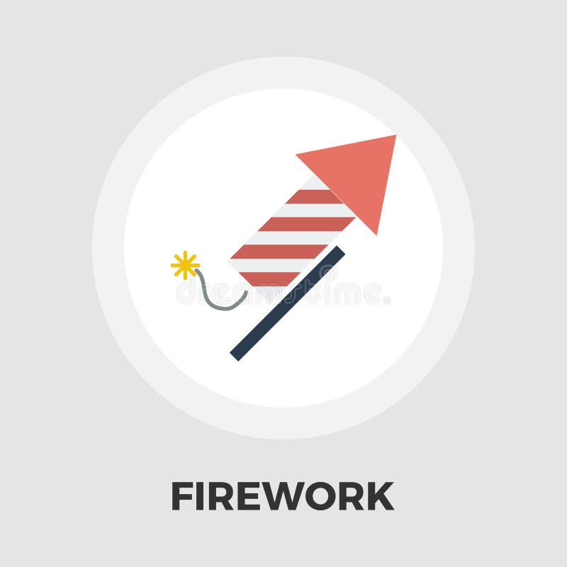 Vuurwerk vlak pictogram vector illustratie. Illustration of viering ...