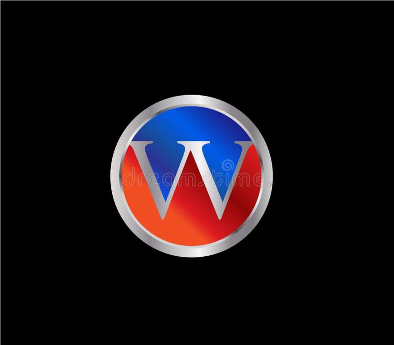 VV Initial Circle Shape Red Blue Silver Color Later Logo Design Stock ...