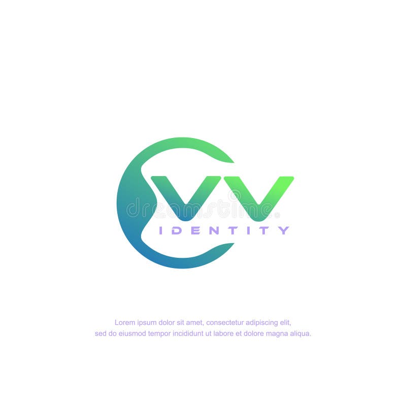 VV Initial Letter Circular Line Logo Template Vector with Gradient ...