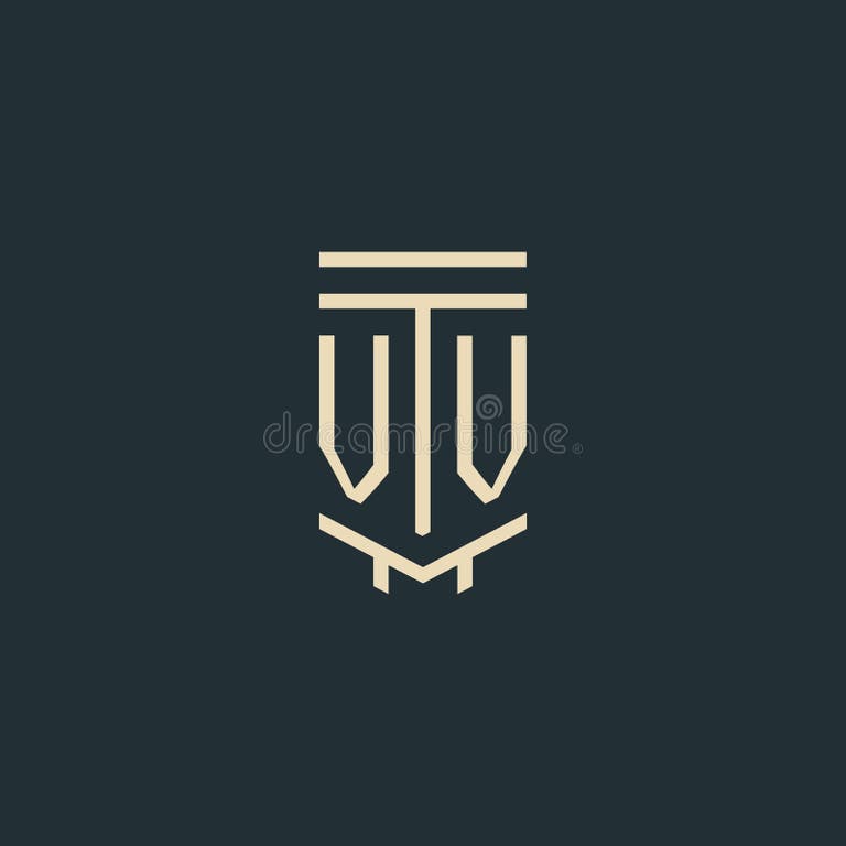 VV Initial Monogram with Simple Line Art Pillar Logo Designs Stock ...