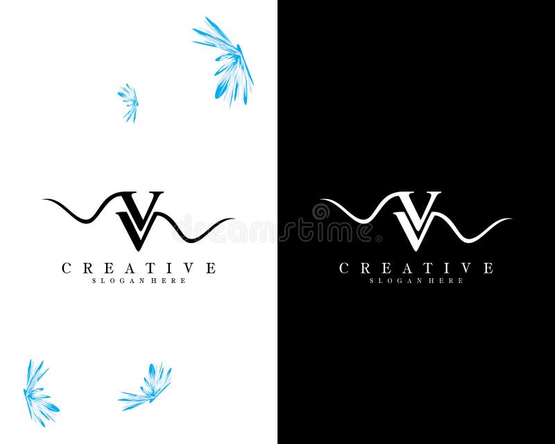 Vv, V Letters Creative Handwriting Logo Design Template Vector Stock ...