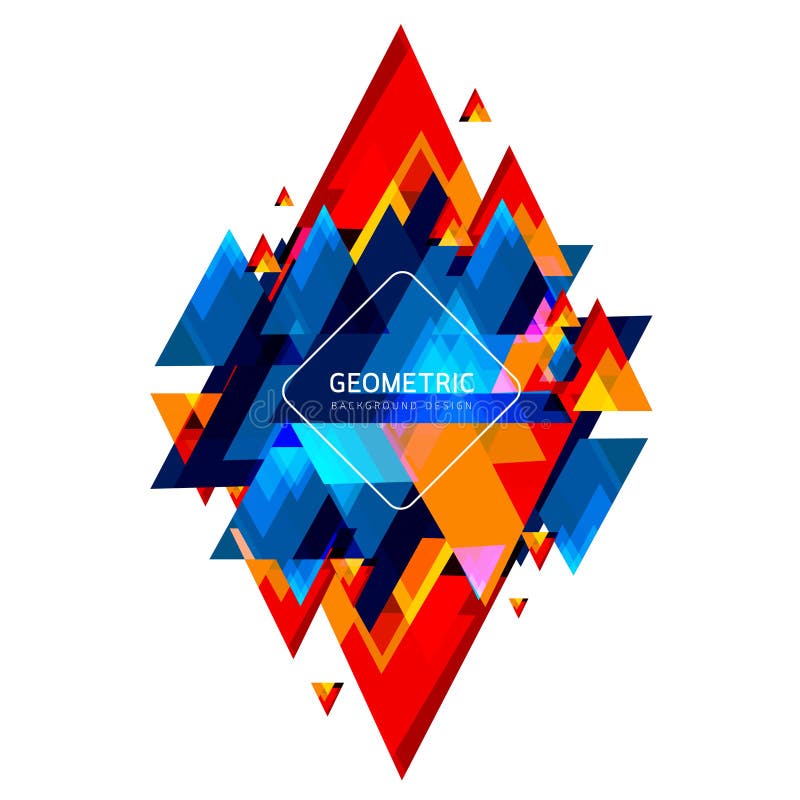 Triangle 3d Polygonal Abstract Design. Red, Blue and Orange Shapes ...