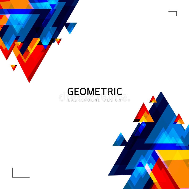 Modern Triangle 3d Polygonal Abstract Design. Red, Blue and Orange ...