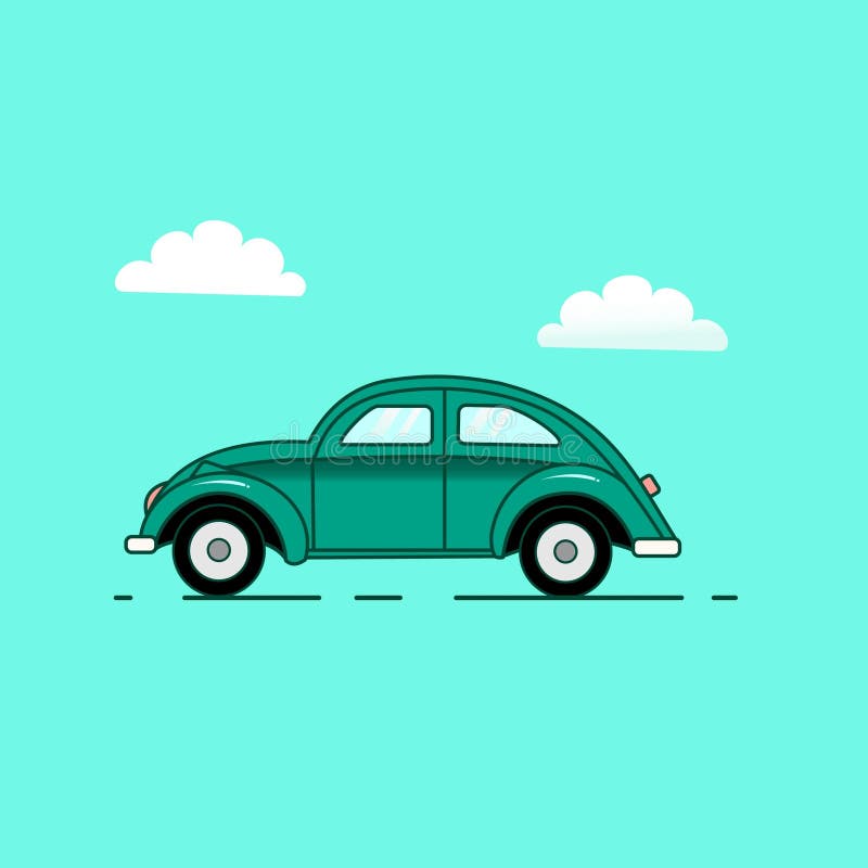 A Simple Vector Illustrations Car Happy Journey on the Fast Blue ...