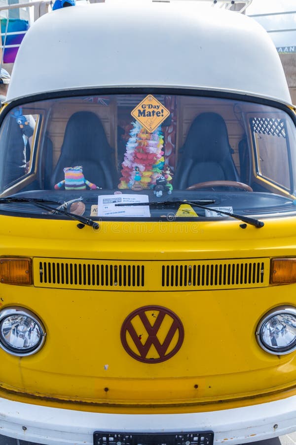 Yellow VW Kombi Camper Wagen at Aircooled Classic Car Show Editorial ...