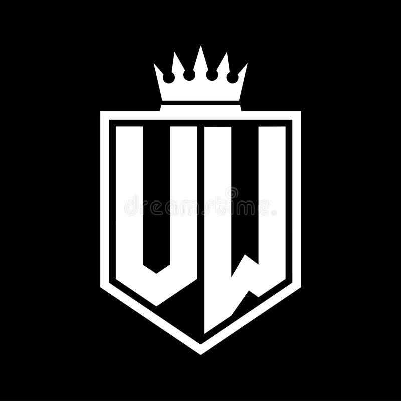 VW Logo Monogram Bold Shield Geometric Shape with Crown Outline Black ...