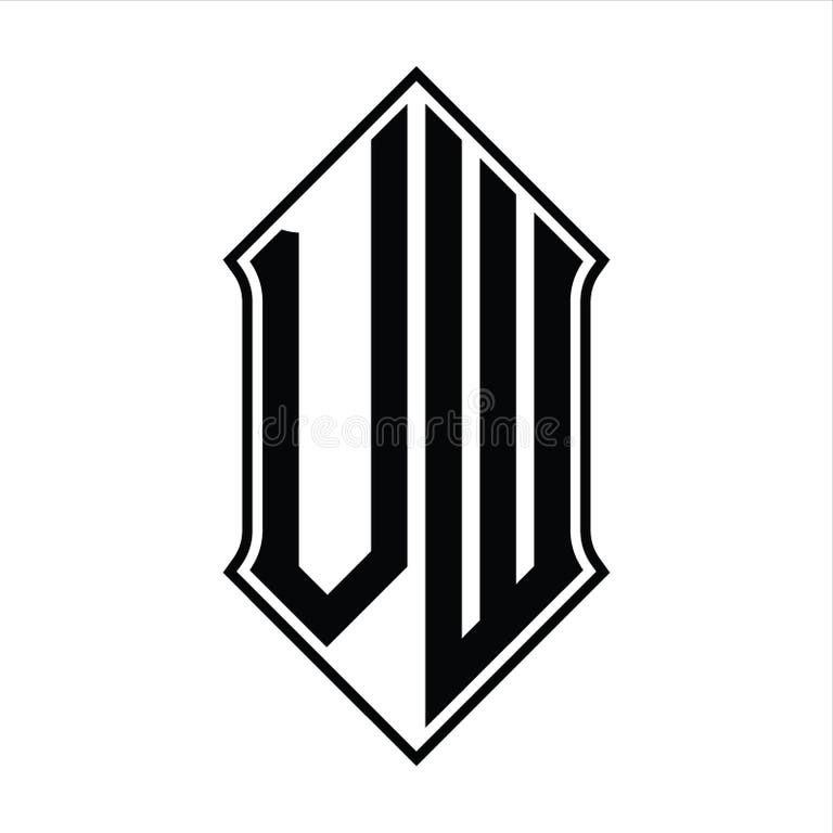 VW Logo Monogram with Shieldshape and Outline Design Template Vector ...